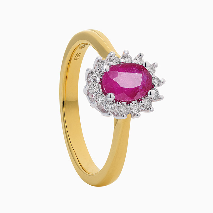 Entourage en rozet Robijnen Verlovingsringen | Rings & Suits